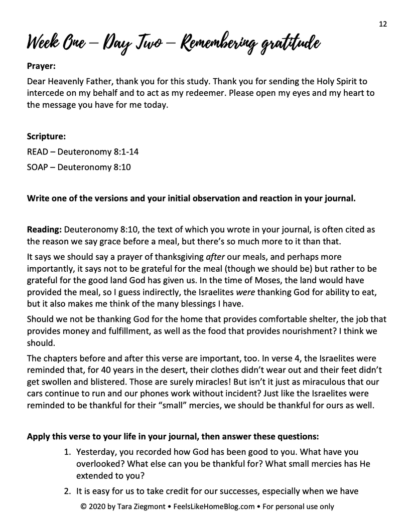 2 Week Printable Bible Study on Gratitude & Thankfulness – Feels Like ...