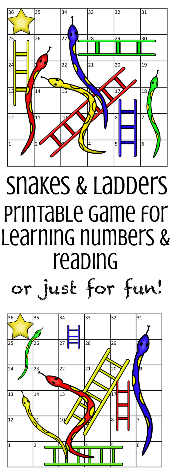Printable Snakes & Ladders Game